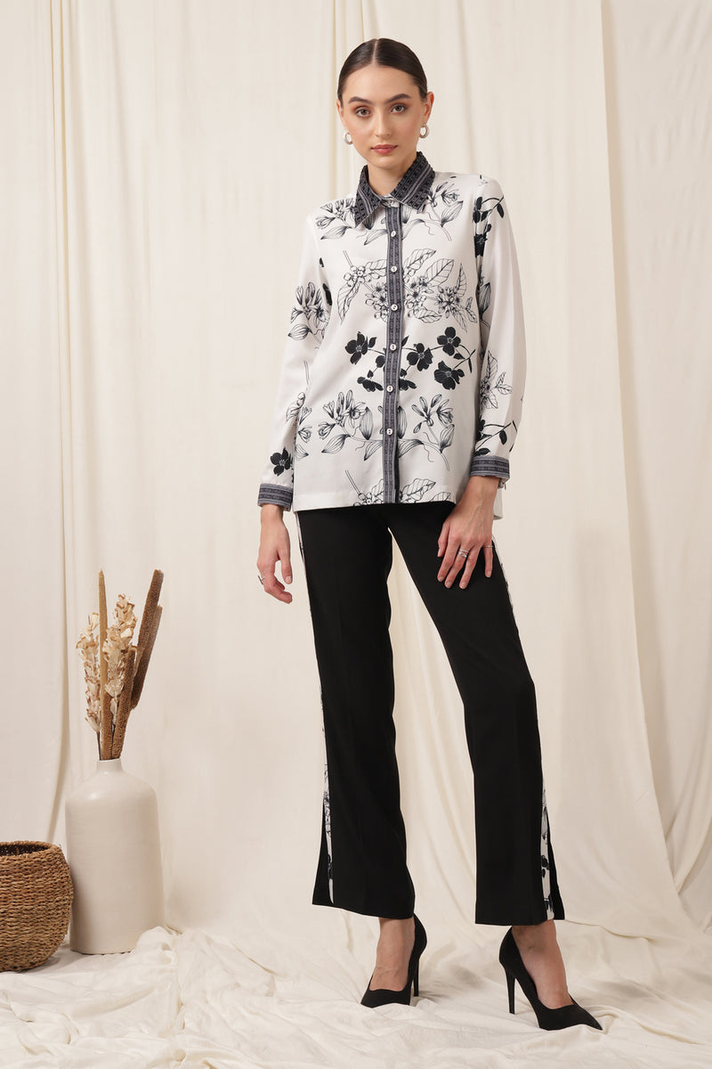 OPEN BACK SHIRT WITH HIGHLIGHTED COLLAR AND CUFF– House Of Maksim